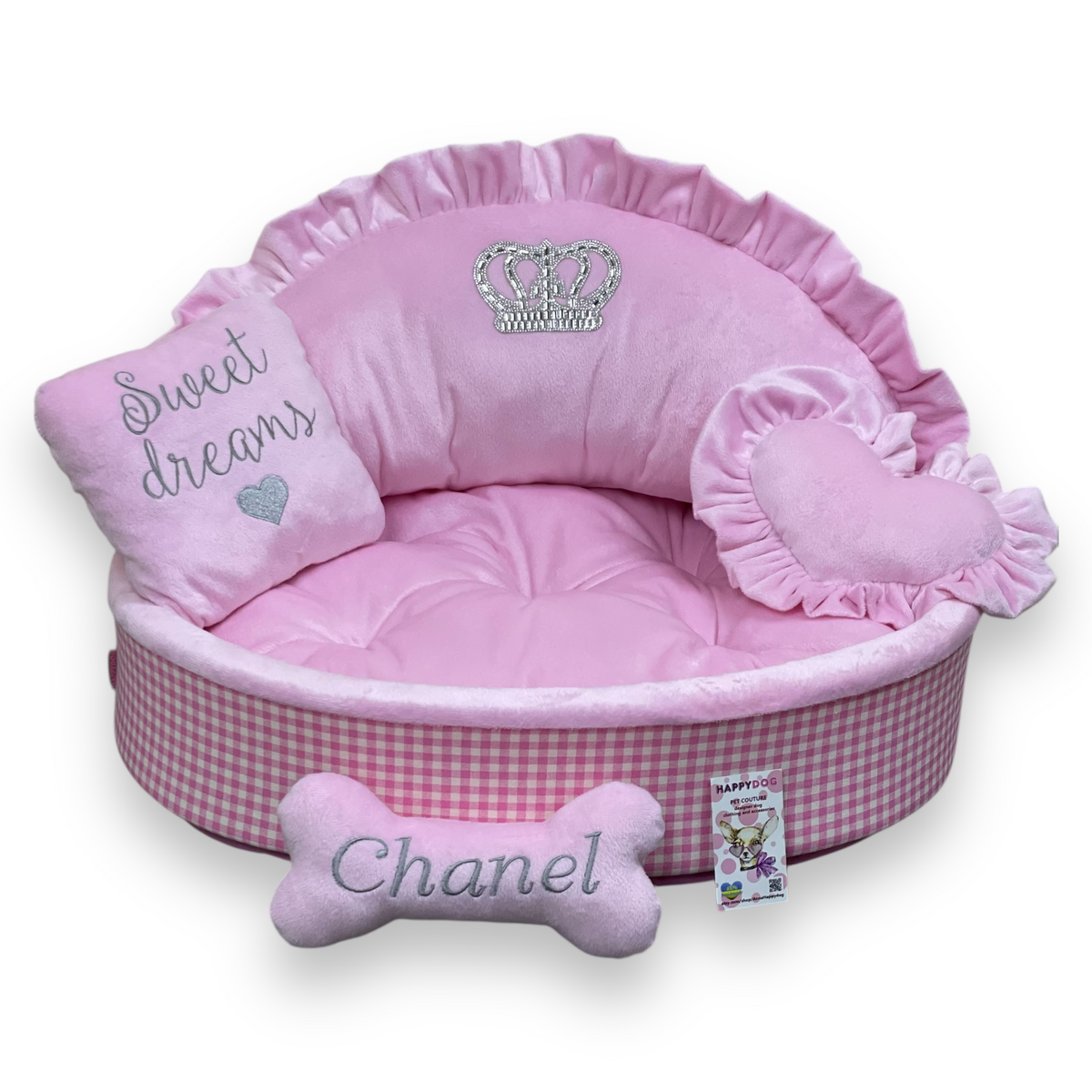 Luxury baby pink princess dog bed with monogram option – handmade pet ...